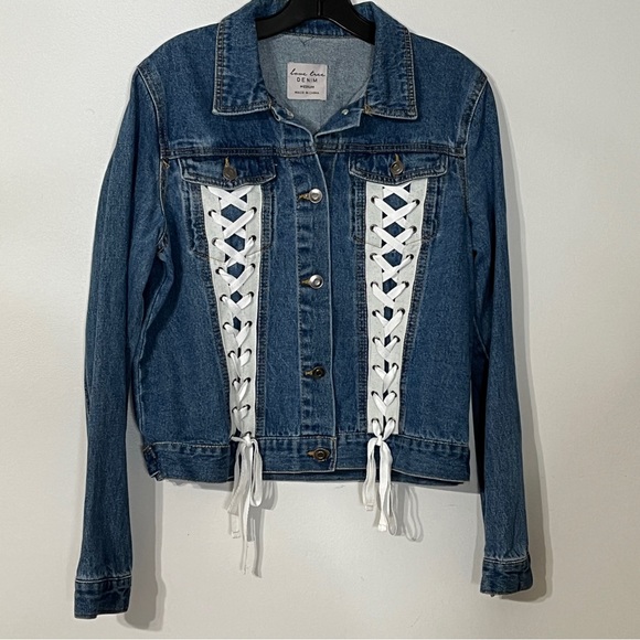 Love Tree | Jackets & Coats | Love Tree Denim Blue Jean White Laceup ...